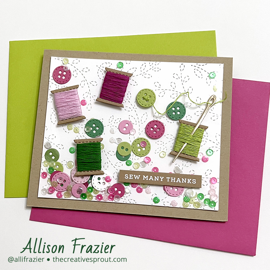 Sew Many Buttons Shaker Card